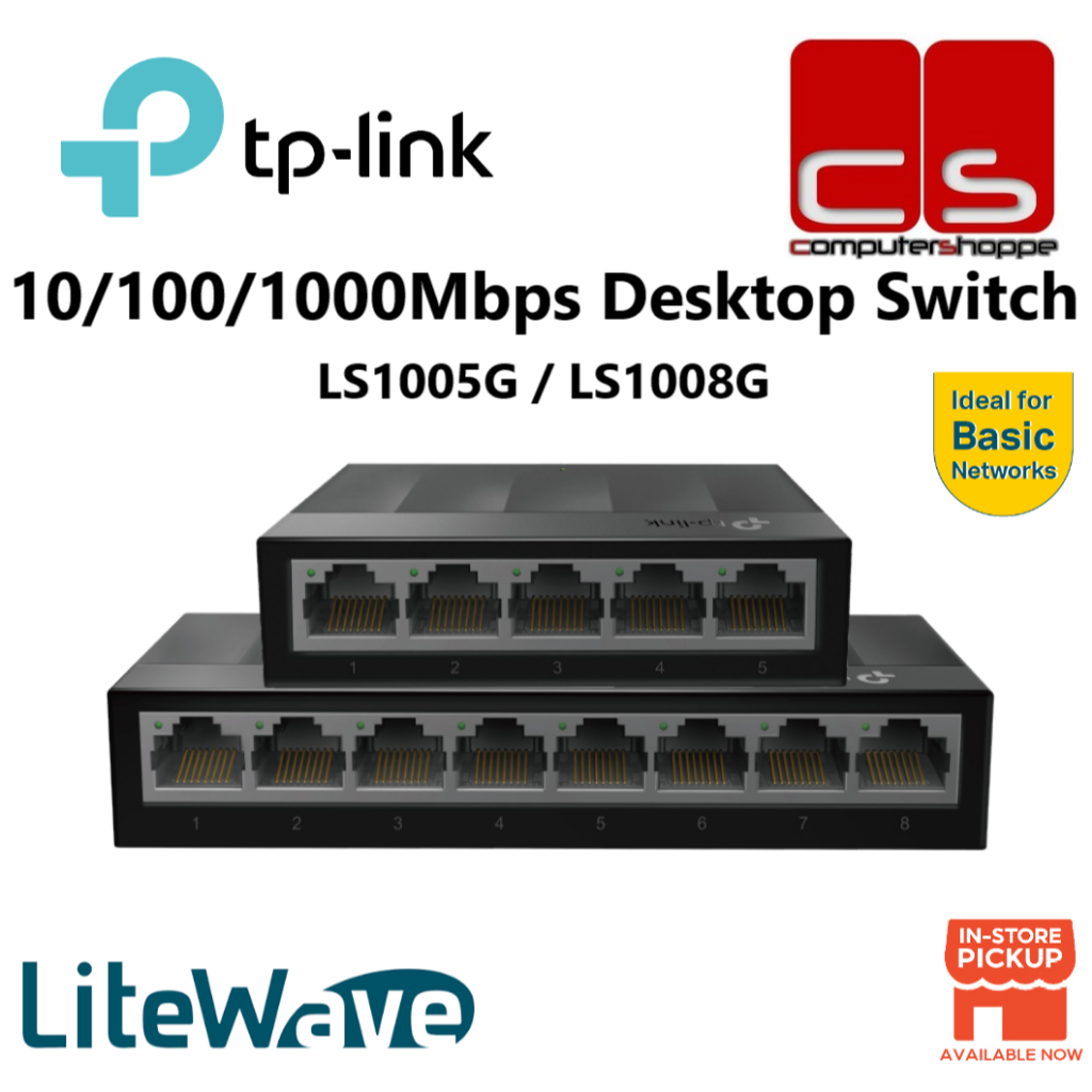 TP-Link LiteWave Gigabit Unmanaged 10/100/1000Mbps Desktop Switch - LS1005G/LS1008G | Shopee ...