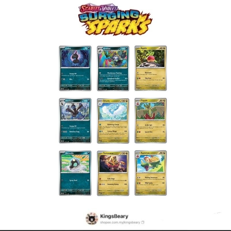 Surging Sparks | Darkness Dragon Pokemon Common / Uncommon Card ...