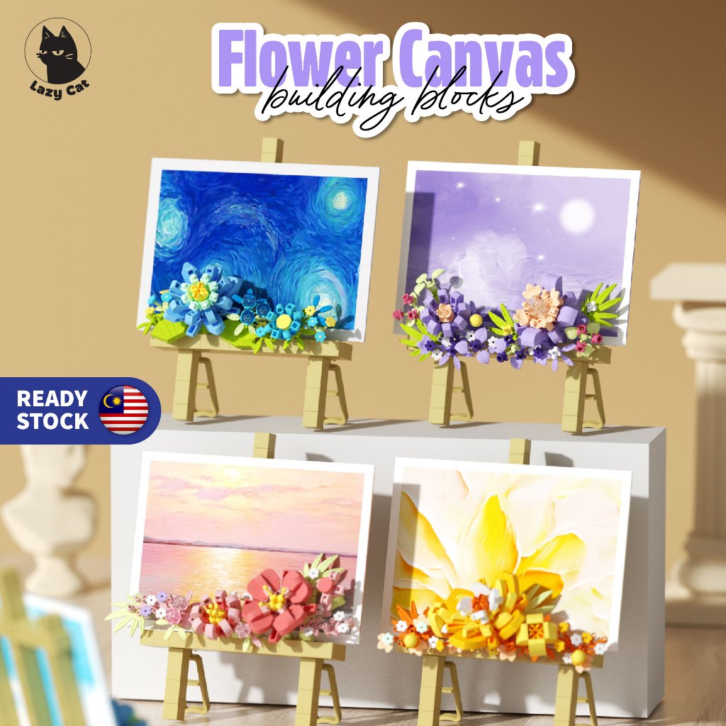Mini Flower Canvas Bricks With Easel Sunflower Building Block Birthday ...