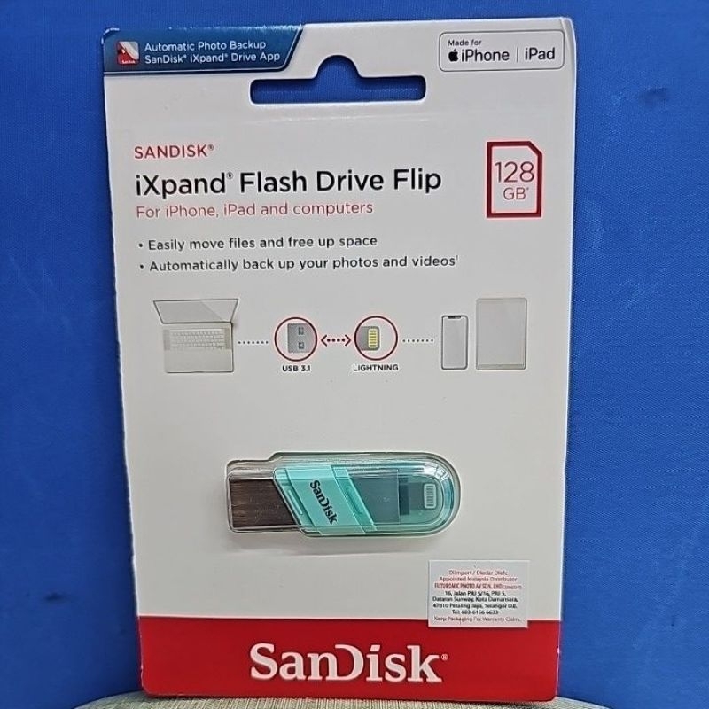 SANDISK iXpand Flash Drive Flip OTG (5years warranty) for: iPhone ipad ...