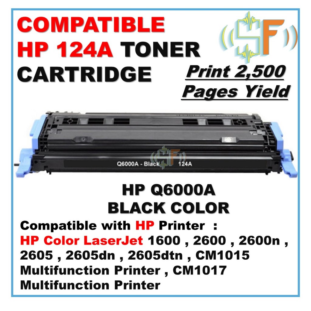 Black Compatible HP 124A Q6000A Q 6000A 6000A 6000 Toner Cartridge for ...