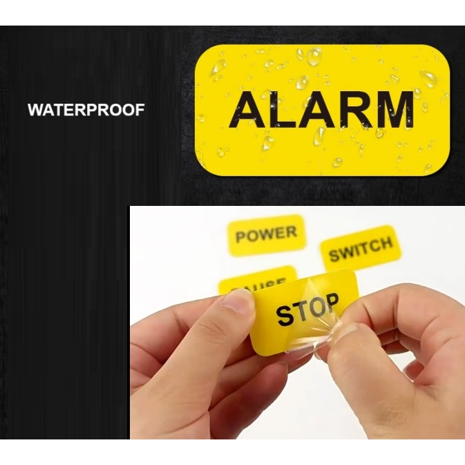 Acrylic labels for Equipment Power Start Stop Pause Reset Buzzer Alarm ...