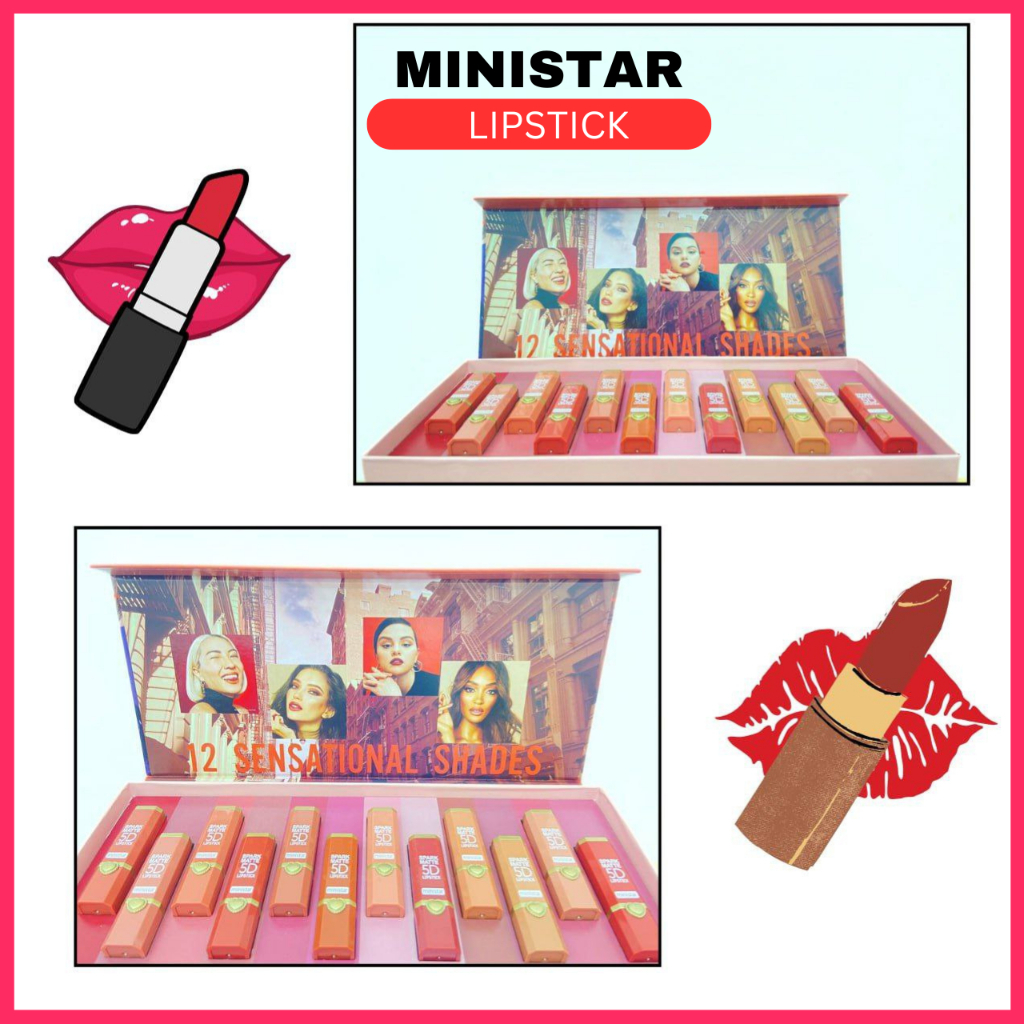 MINISTAR SPARK MATTE 5D LIPSTICK 1BOX 12 COLOR | Shopee Malaysia