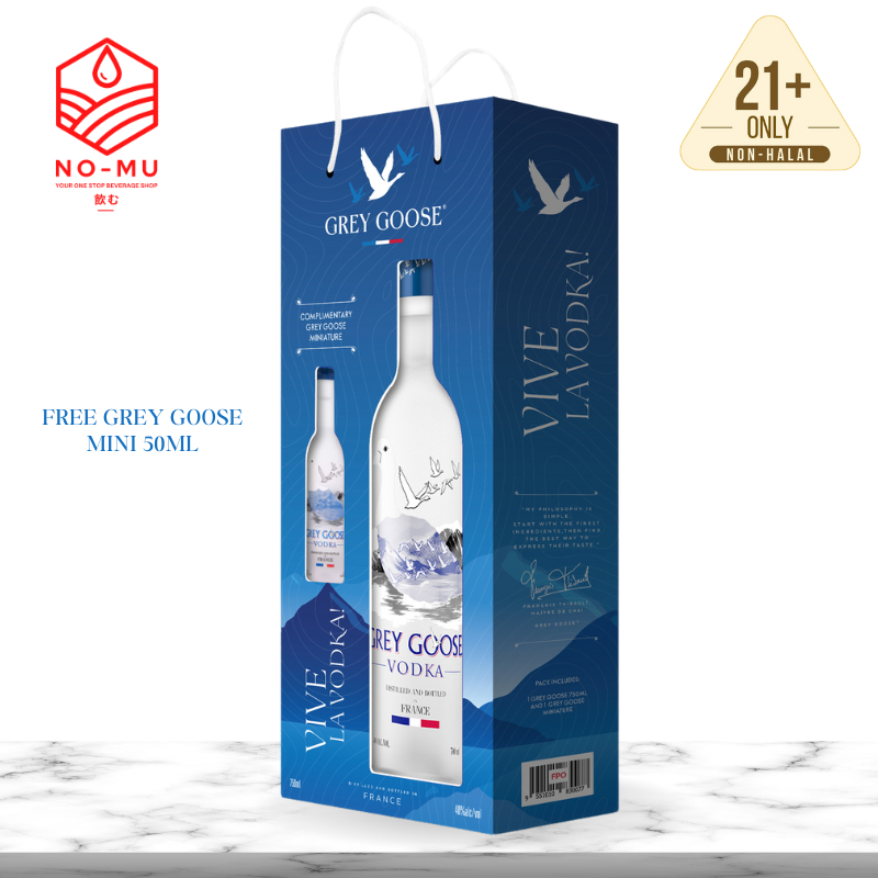 Grey Goose Vodka 40% ABV (700ml)+Grey Goose Vodka 40% ABV (5cl/50ml ...