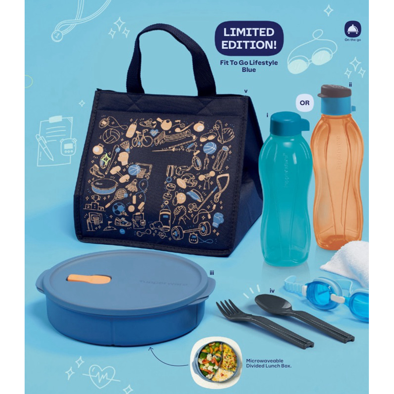Tupperware Fit To Go Lifestyle (Blue set) | Shopee Malaysia