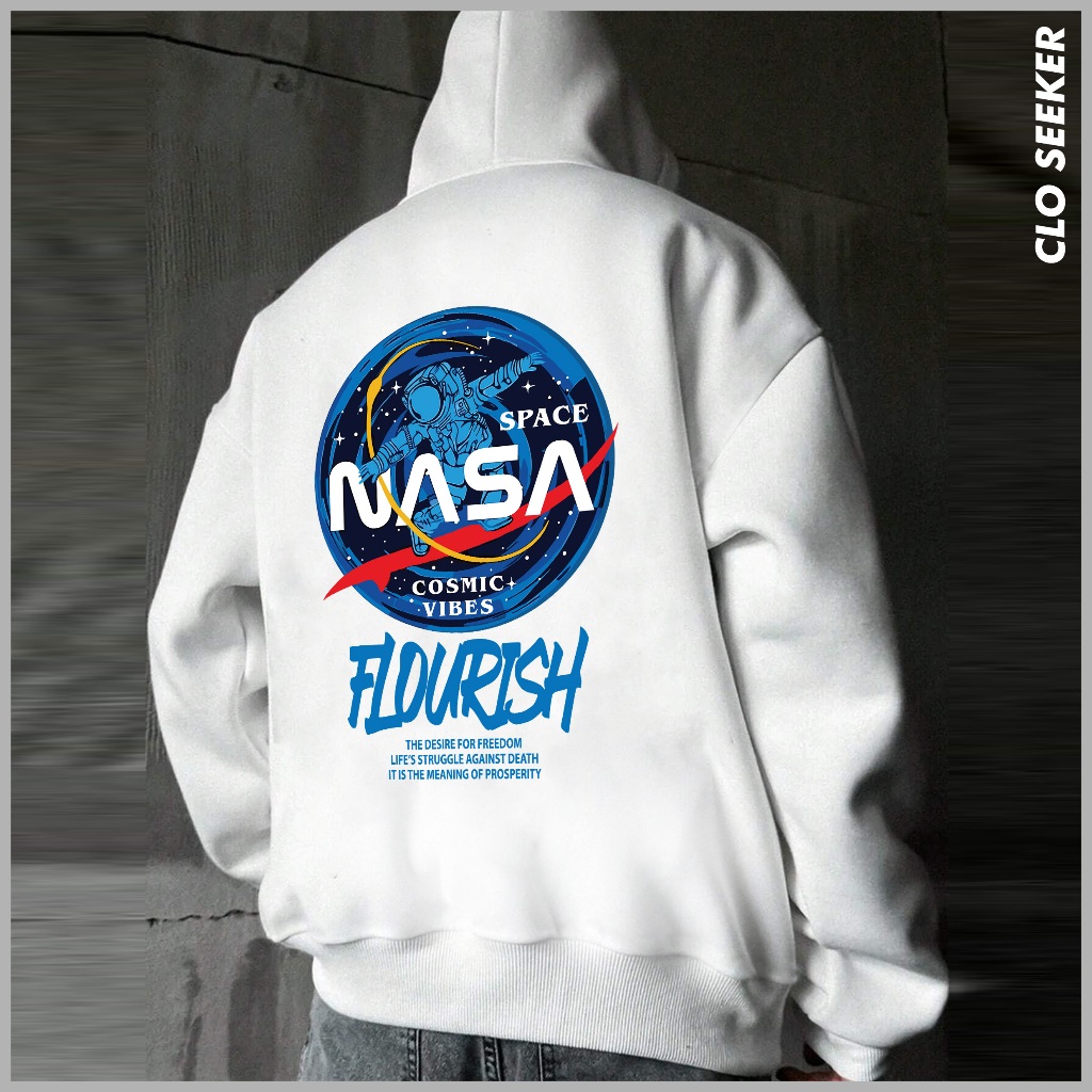 Nasa Flourish Hoodie Pullover Jacket Baju Lelaki Fashion Streetwear ...