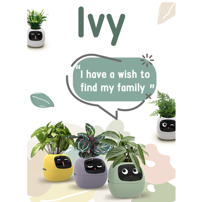 [ Ready Stock ] IVY Smart Planter Cute Pet Plant AI Flower Pot Robot ...