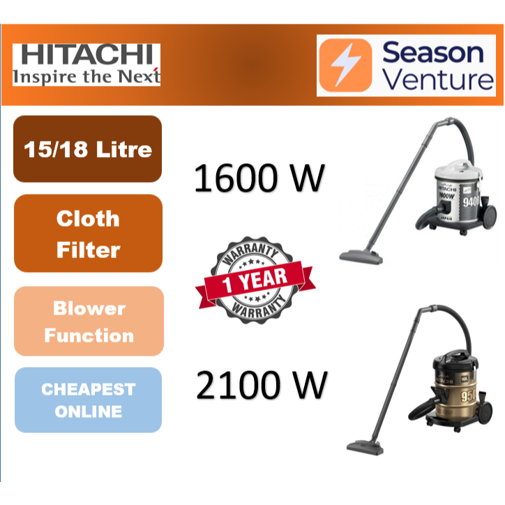 HITACHI CV-940Y High Power 1600W 15L Vacuum Cleaner CV-950F (2100W/18L) | Shopee Malaysia