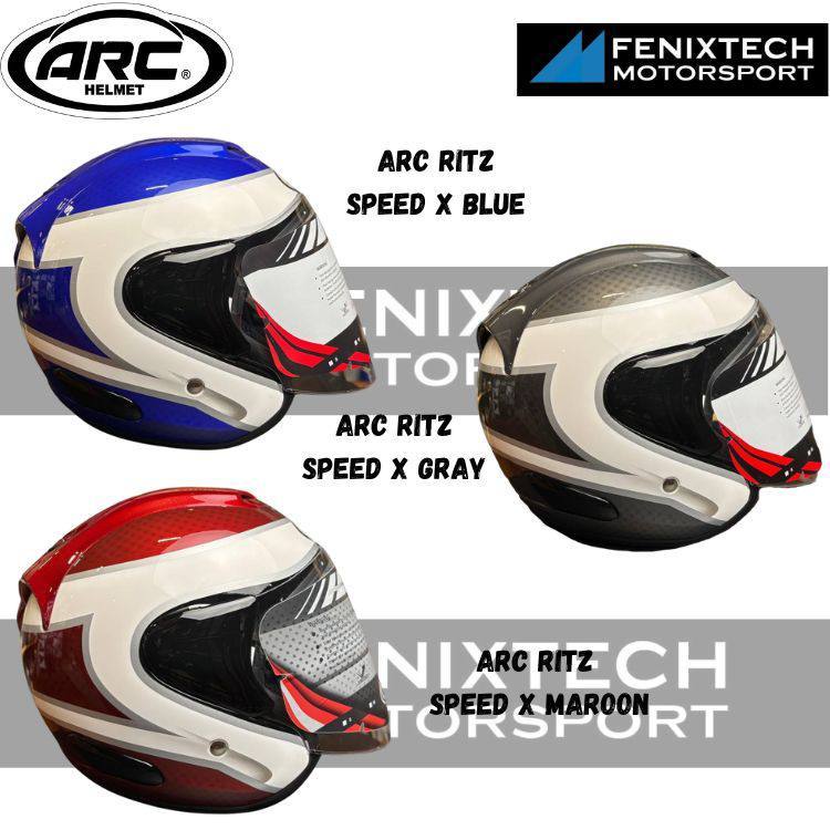ARC Ritz Speed X Maroon/Gray/Blue Helmet 100% Original | Shopee Malaysia