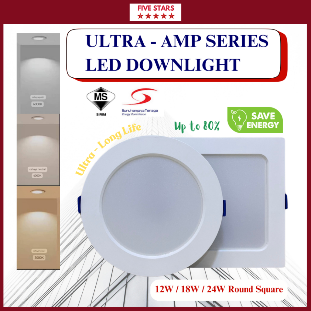 [SIRIM] 12W/18/24W (4"/6"/8") LED TERTANAM DOWNLIGHT Lampu Siling LED Ceiling Light | Shopee ...