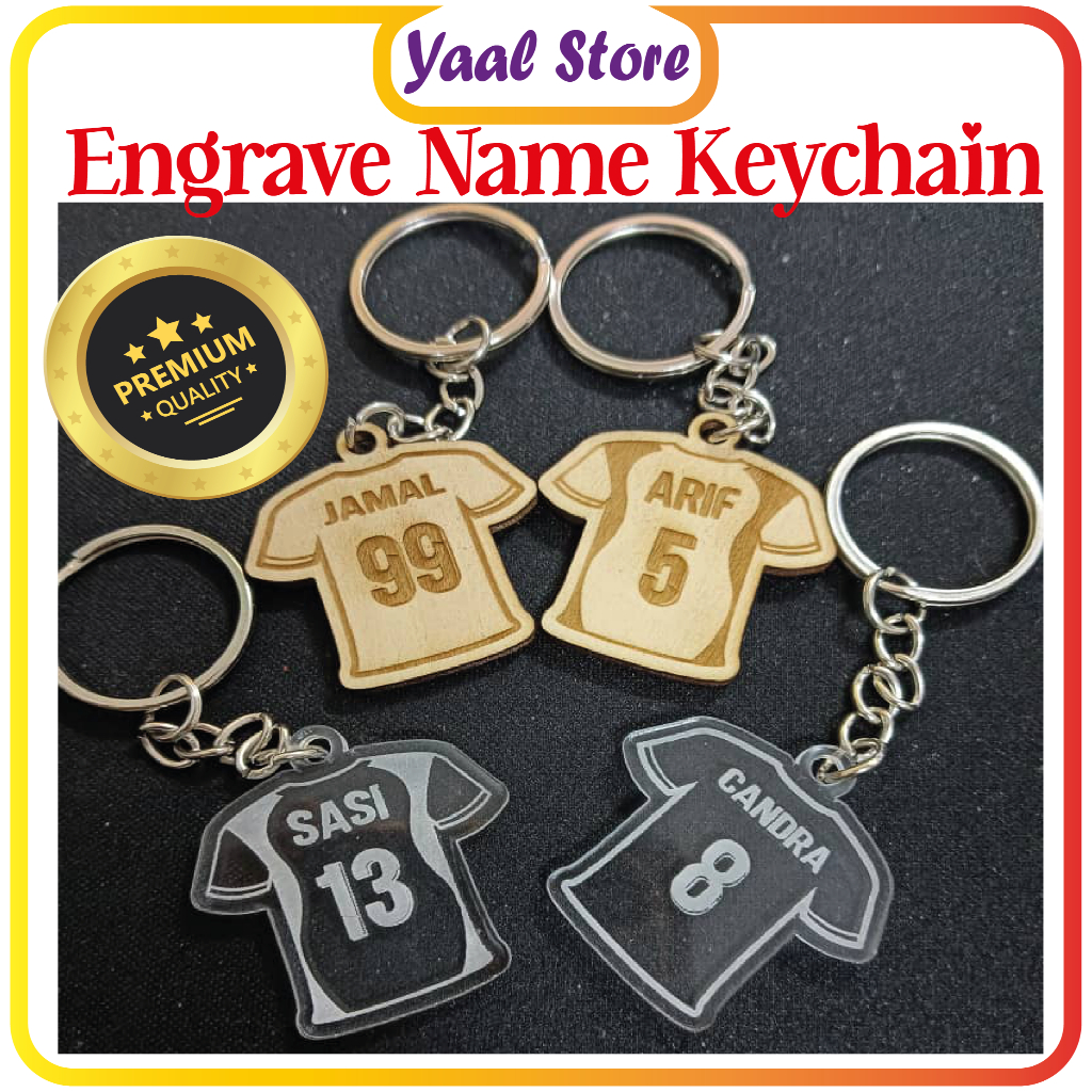 Keychain Custom Nama Keychain Baju Jersey Keychain Kayu & Acrylic ...