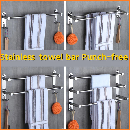 【Punch-free】 Stainless Steel Towel Rack Toilet Free Punch Rack Towel ...