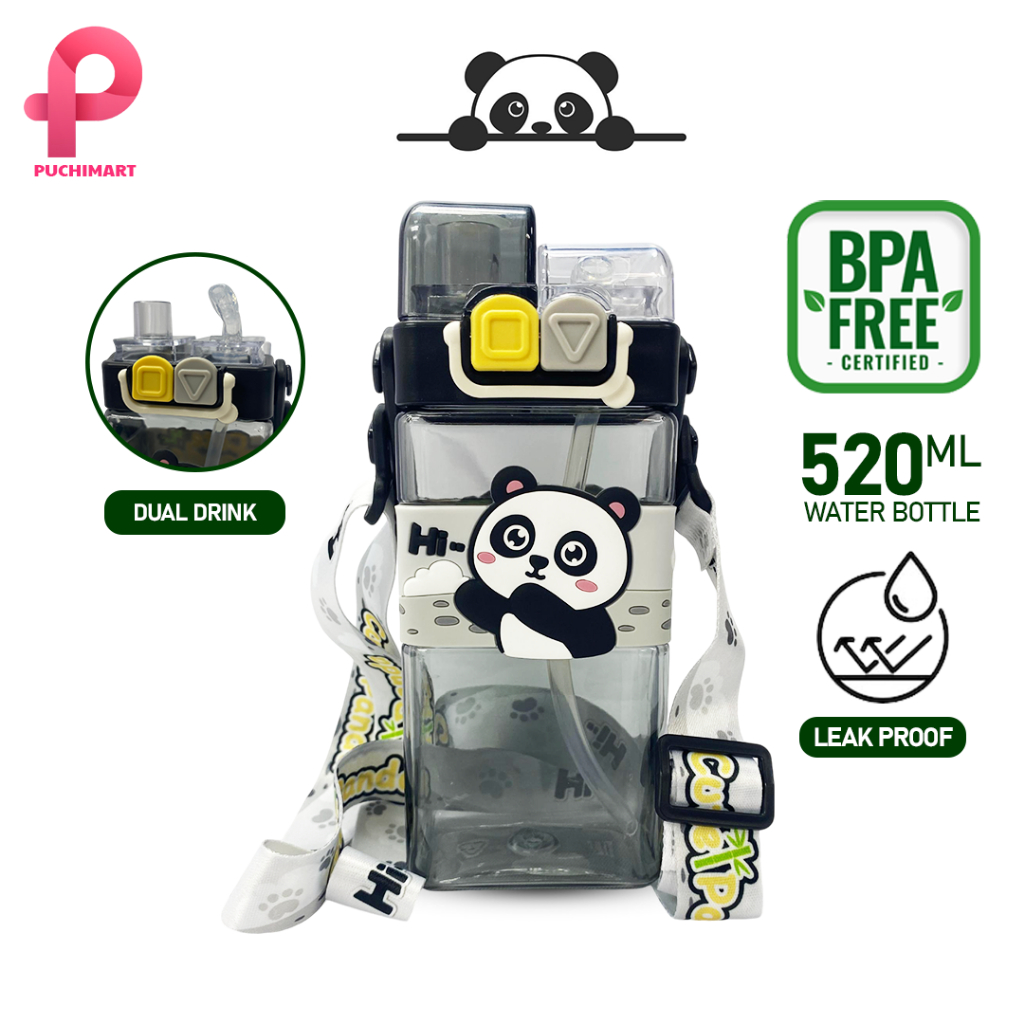 PANDA CARTOON KID WATER BOTTLE 520ml BPA FREE LEAK PROOF HIGH QUALITY ...