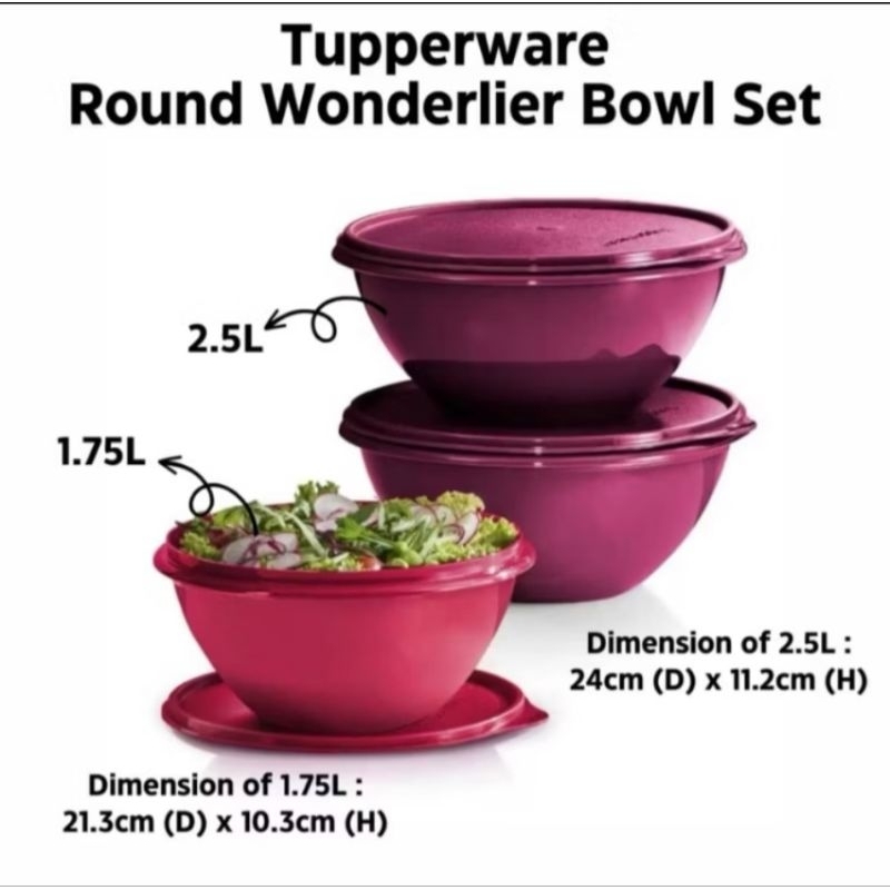 Tupperware Round Wonderlier Bowl Set (3pcs) | Shopee Malaysia