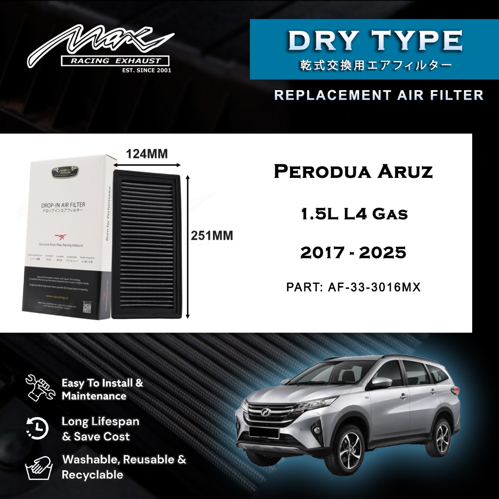 Perodua Aruz 1.5L L4 Gas 2017 to 2025 33-3016MX Max Racing Exhaust ...