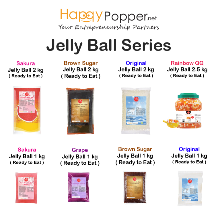 HAPPYPOPPER Jelly Ball Rainbow Brown Sugar Original Sakura Grape 1Kg 2Kg 2.5Kg Crystal Brittle ...