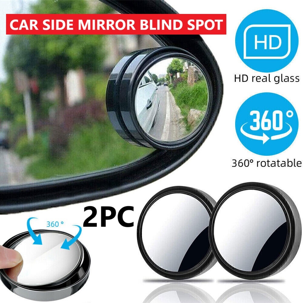 Car Blind Spot Side Mirror Parking Rear View Adjustable 360 Rotate Wide ...
