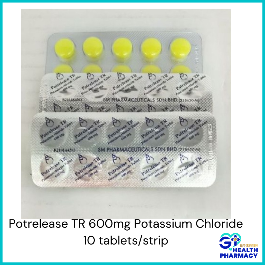 Potrelease (Potassium Chloride) TR 600mg 10 tablets/strip | Shopee Malaysia