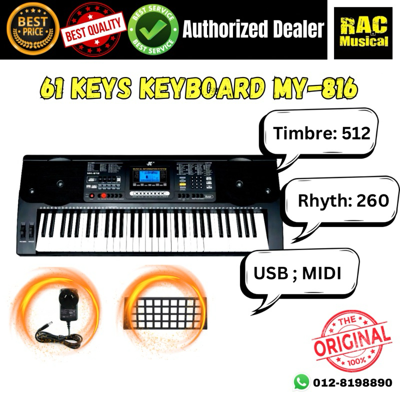 [READY STOCK] 61 key electronic digital keyboard piano MK-816 meike USB ...