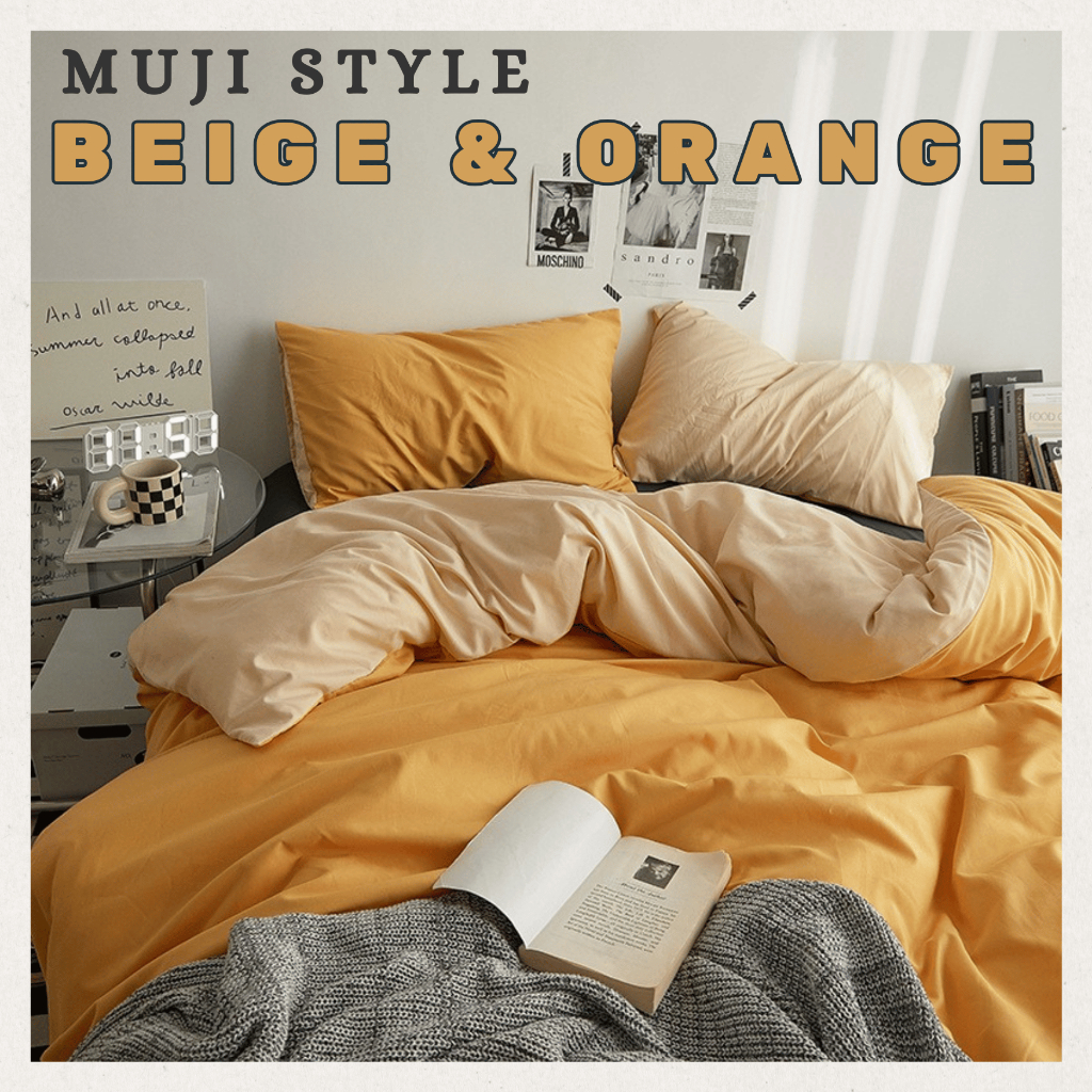 ACOZ💥Malaysia Ready Stock💥MUJI STYLE Fitted Bedsheet Set 4in1/ Queen ...