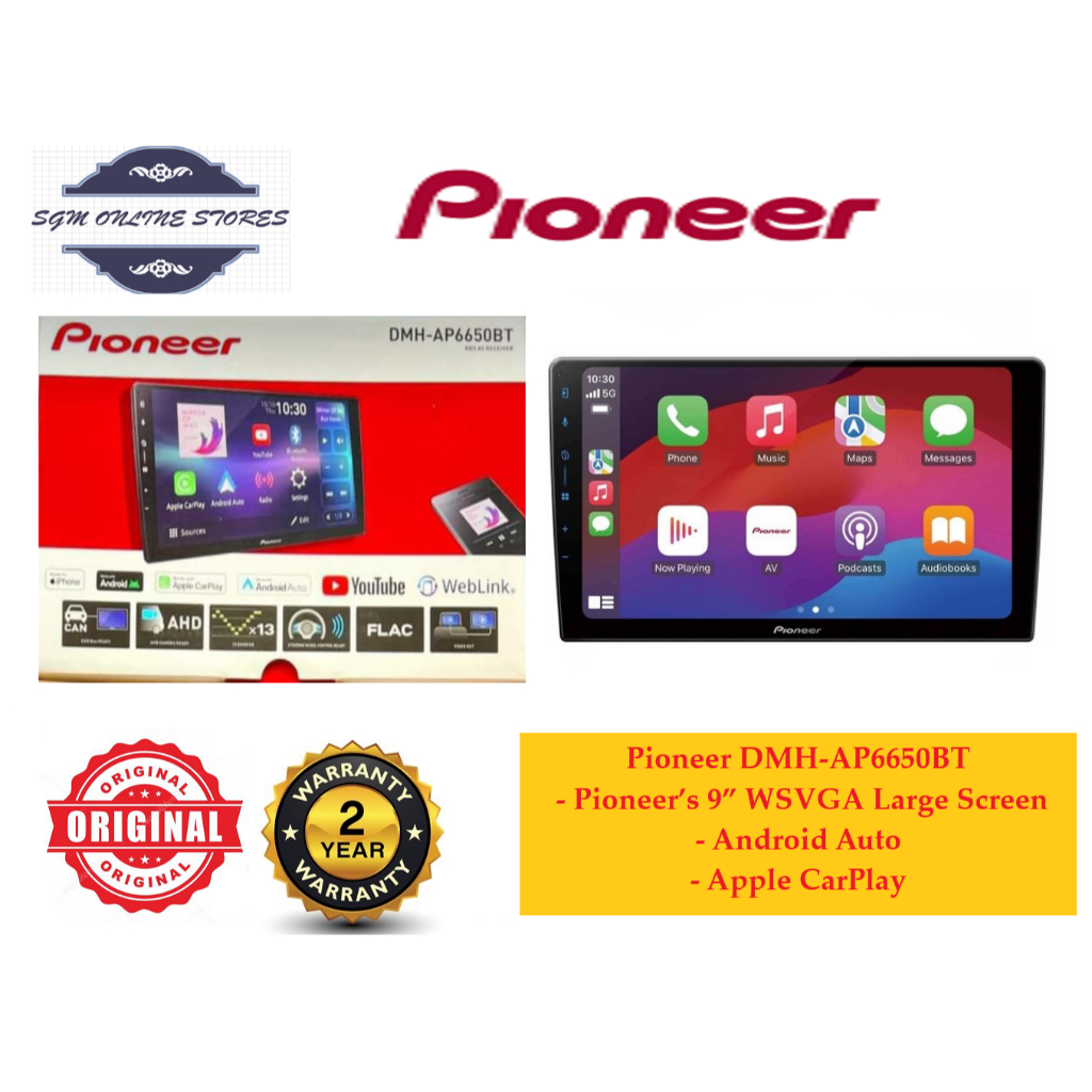 Pioneer DMH-AP6650BT 9inch Large Screen with Wireless Android Auto ...
