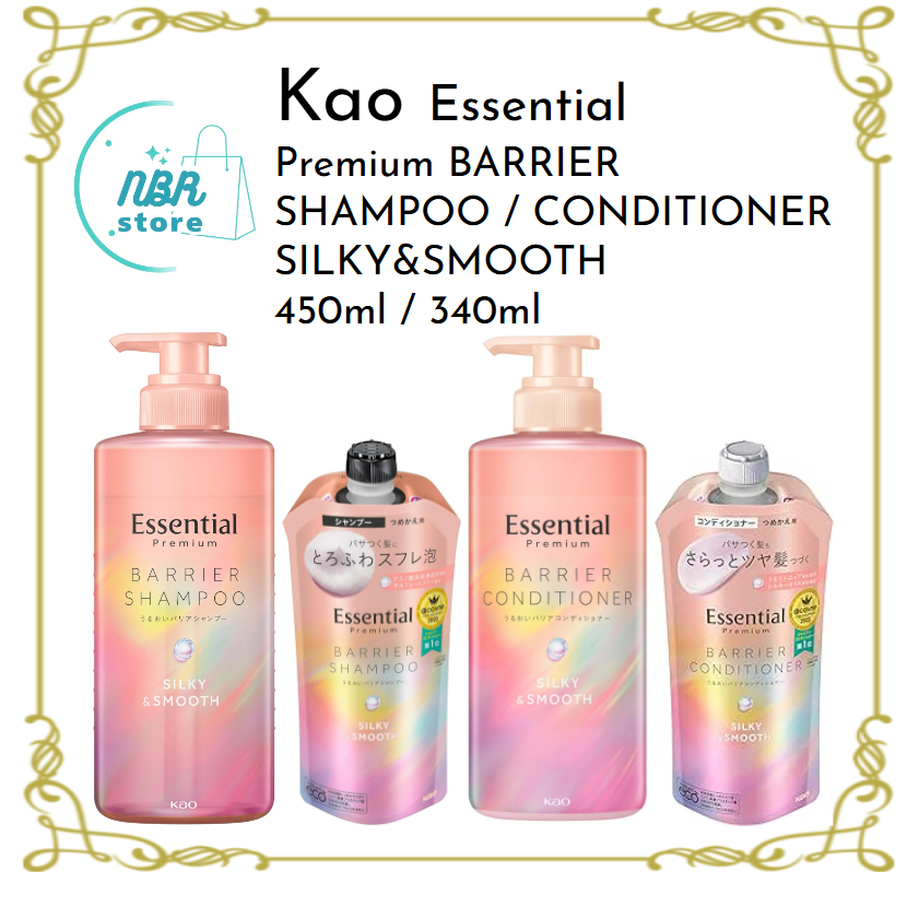 kao Essential Premium BARRIER SILKY&SMOOTH SHAMPOO/CONDITIONER 450/340 ...