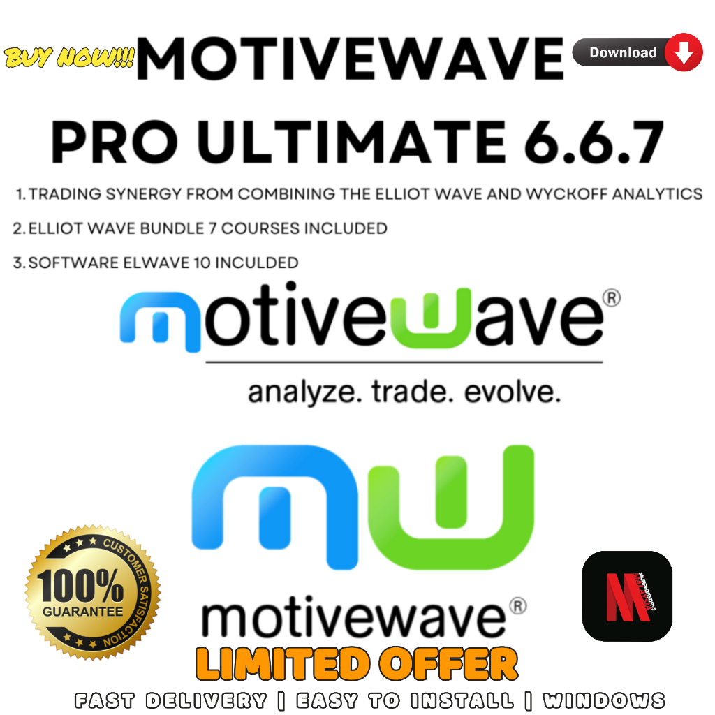 🔥PROMOTION 🔥Motivewave Pro Ultimate 6.6.7 Edition Auto Elliot Wave Auto Hamronic + 7 Courses of ...