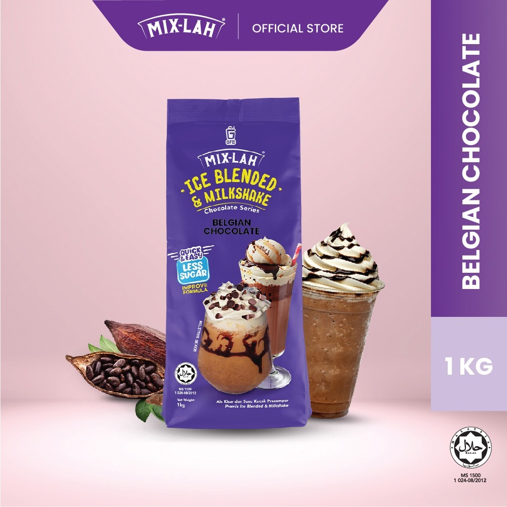MIX-LAH BELGIAN CHOCOLATE ICE BLENDED MILKSHAKE POWDER/ SERBUK ICE ...