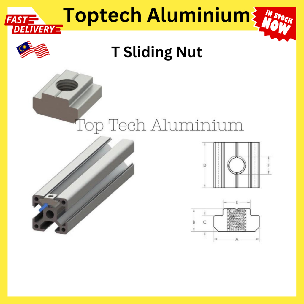 [Ready Stock/Fast Delivery] T sliding nut T slot nut T sliding block slot block square aluminium ...