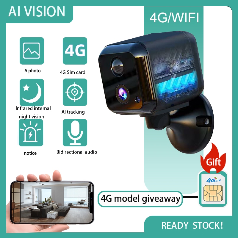 AI VISION 4MP mini camera with built-in battery, CCTV color night ...