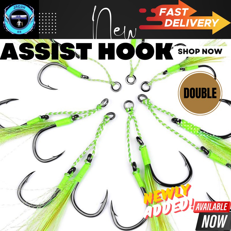 【Assist hook】Double assist hook /mata kail Micro slow fast jig/jig hook/jigging hook/fishing ...