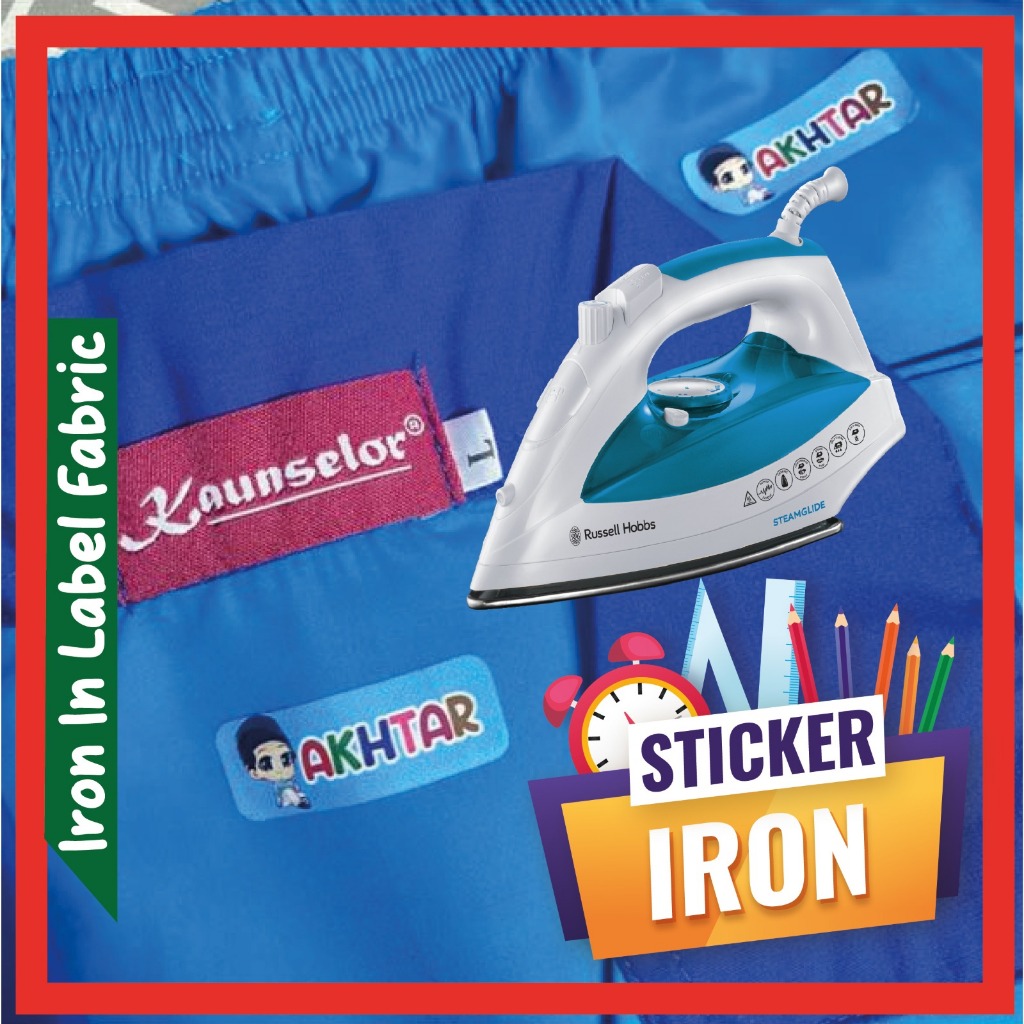 60pcs Sticker Iron Nama Baju Tampal atas Baju Iron Sticker Label Baju ...