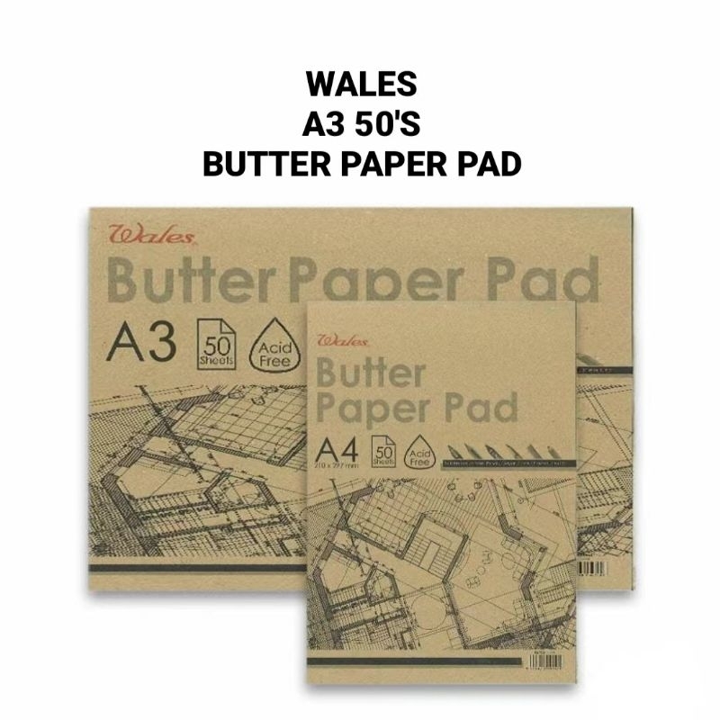(1PKT) WALES A3 Butter Paper Pad / Tracing Paper | 50'S X 1PKT | Shopee ...
