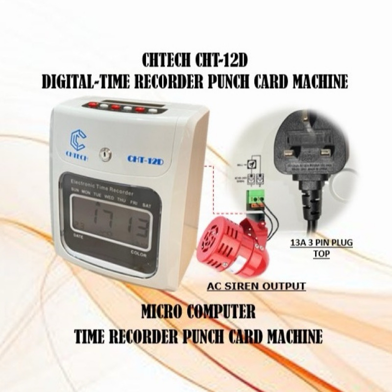 CHTECH Local Punch Card Machine Time Recorder Punch Card (English ...