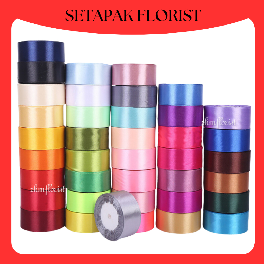 (22M) 4CM SATIN Ribbon Reben Riben Gift Satin Organza Flower Bouquet ...