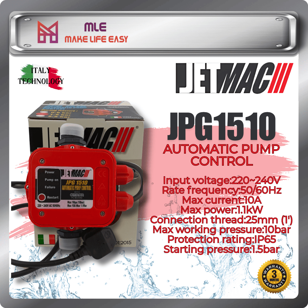 JETMAC JPG1510 AUTOMATIC PUMP CONTROL PRESS CONTROL PRESSURE CONTROL ...