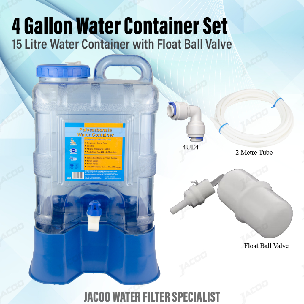 4 GALLON BOTTLE POLYCARBONATE WATER CONTAINER (15LITER) with Float Ball ...