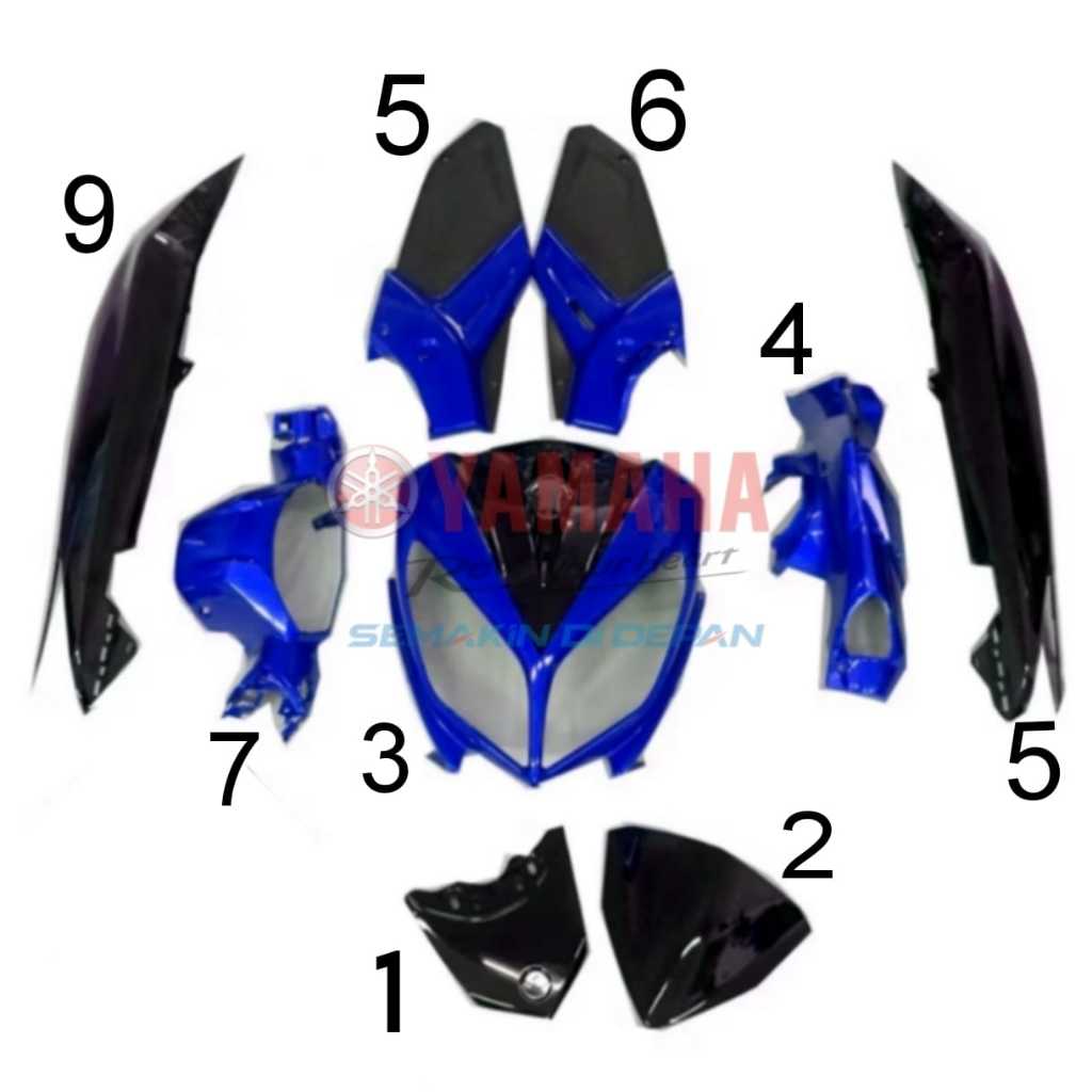 COVER SET YAMAHA NOUVO LC 135 ORIGINAL HONG LEONG YAMAHA BLUE/SILEVR ...