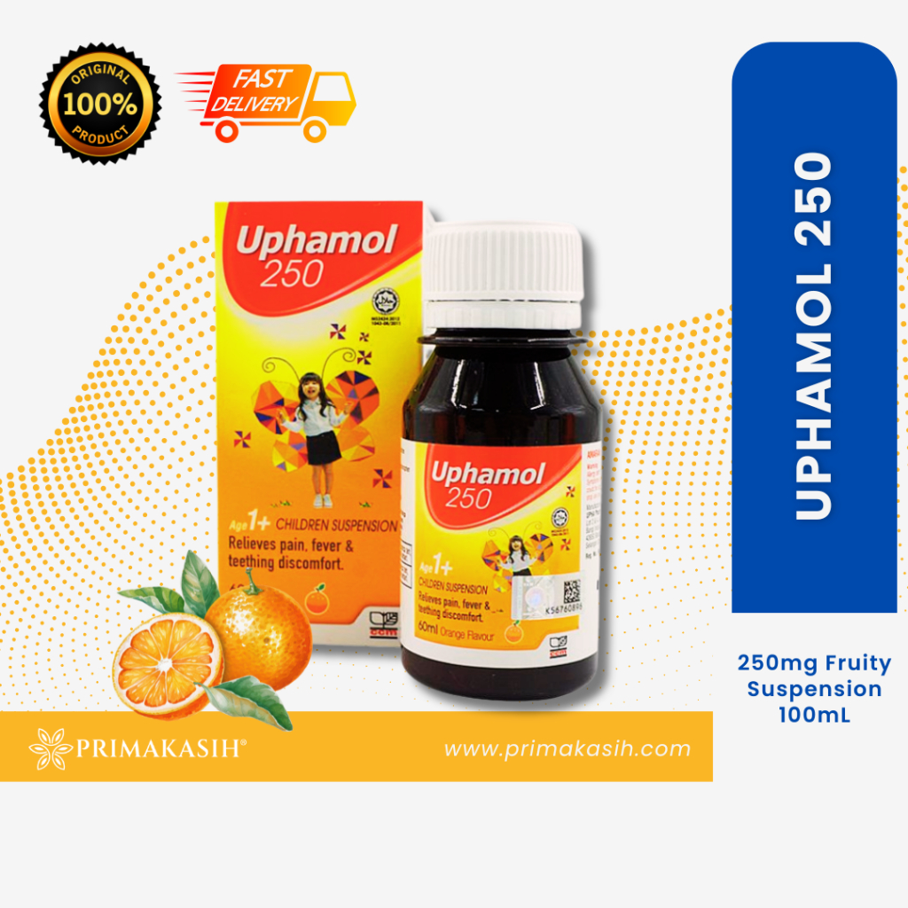 [KKM APPROVED] 100ML UPHAMOL PARACETAMOL / PCM SYRUP 250MG/5ML ORANGE ...