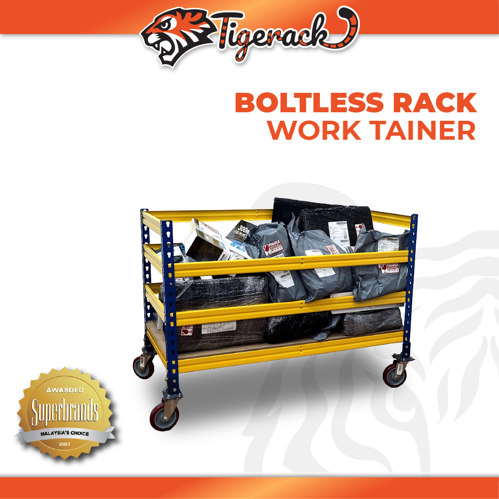 TIGERACK [High Quality] 400KG Work Tainer Roller Trolley Rack Storage ...
