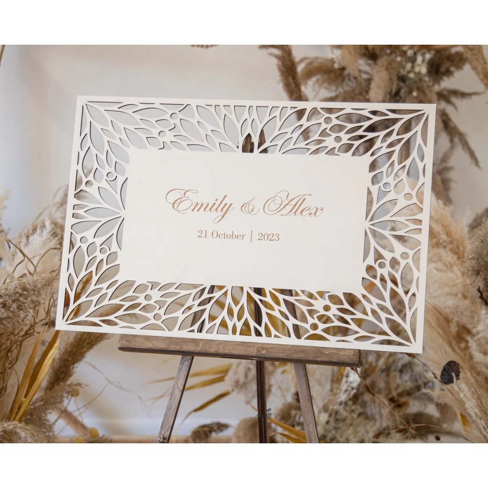 Wedding Board Welcome Board Rectangular Floral Frame | Shopee Malaysia
