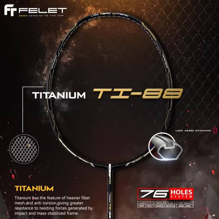 FELET TITANIUM TI 88 BADMINTON RACKET - FREE STRING(UNSTRUNG) + GRIP ...