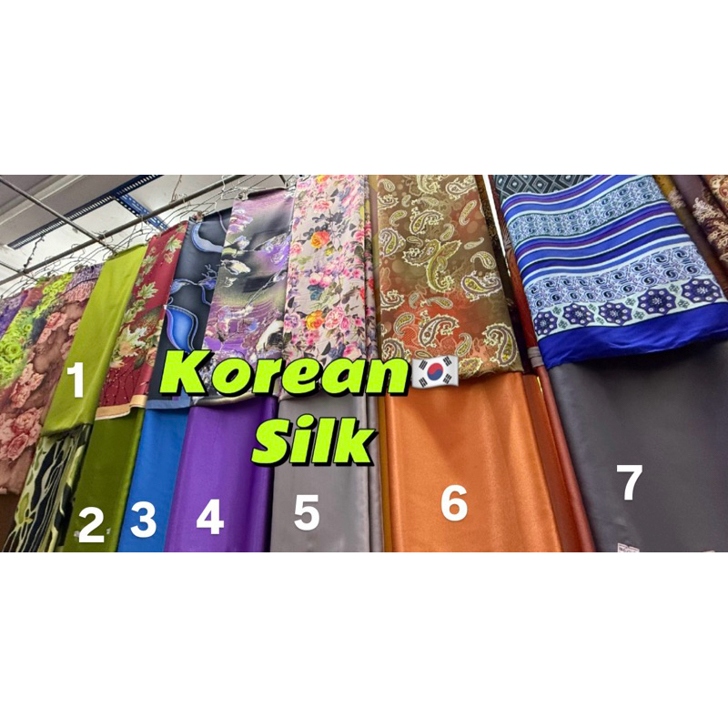 Korean Silk Sutera Korea 4Meters Kain Corak Kain Bunga Korea kain baju ...