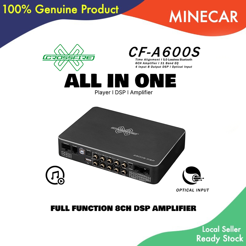 Crossfire DSP CF-A600S 4-WAY INPUT & 8-WAY OUTPUT 6-CHANNEL AMP 45W*6 ...