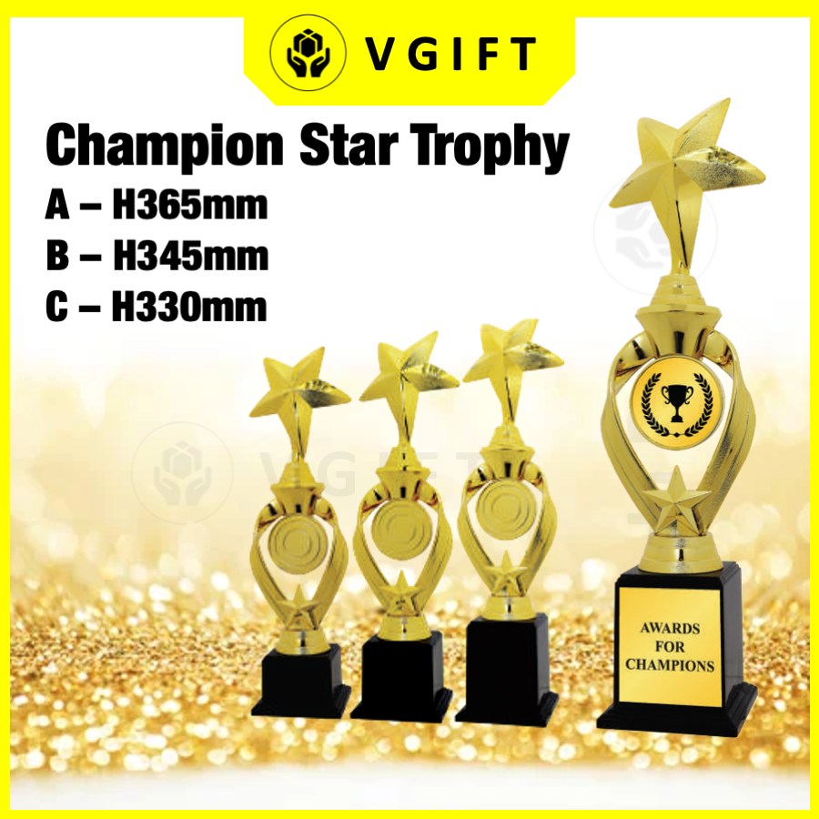 Champion Star Trophy ANUGERAH CEMERLANG + LABEL + LOGO ( HADIAH SUKAN ...