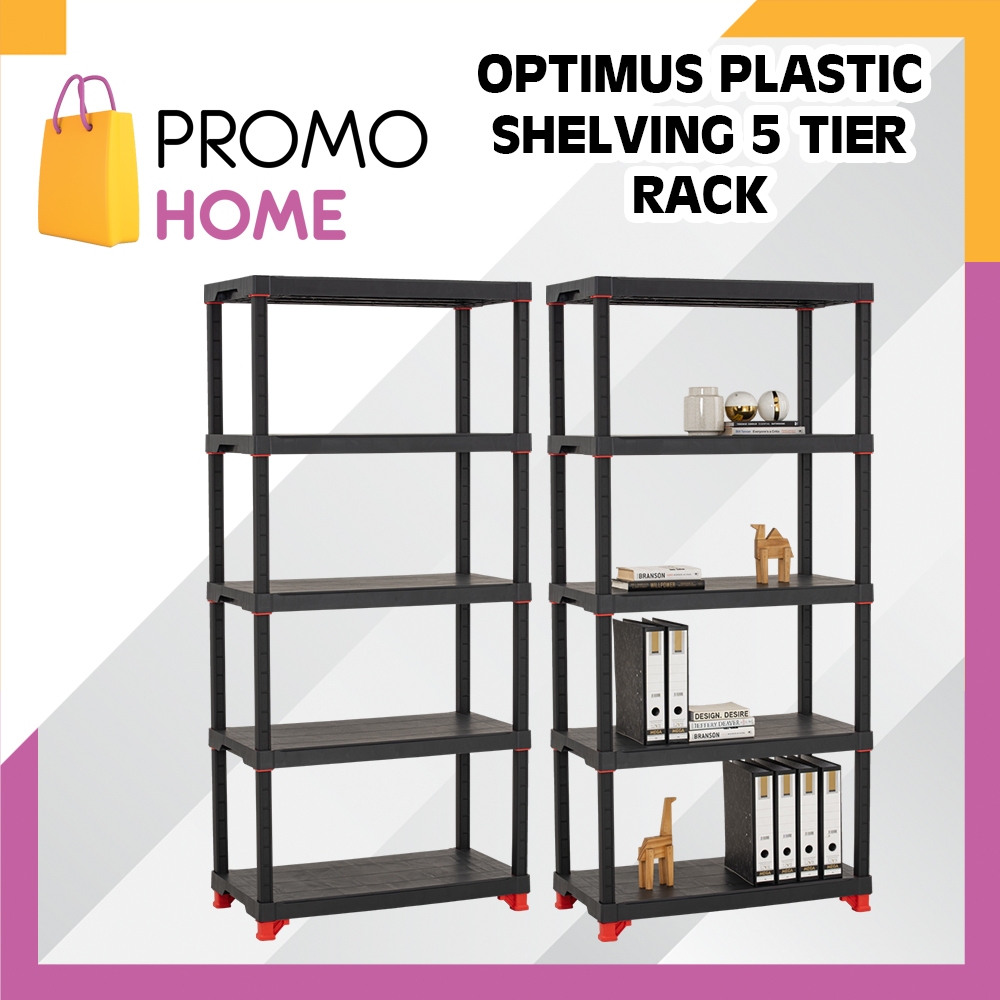 OPTIMUS PLASTIC SHELVING 5 TIER RACK BLACK | Shopee Malaysia