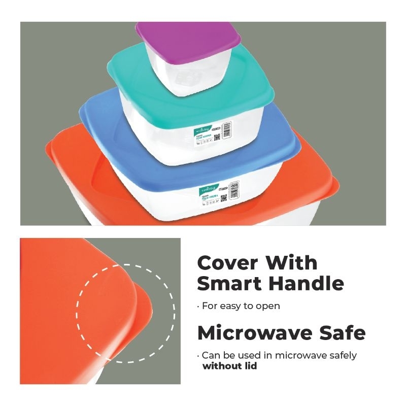 ECO LIVING OFFER PACK 4 In 1 190/510/1100/2700ml Square Stackable Food ...