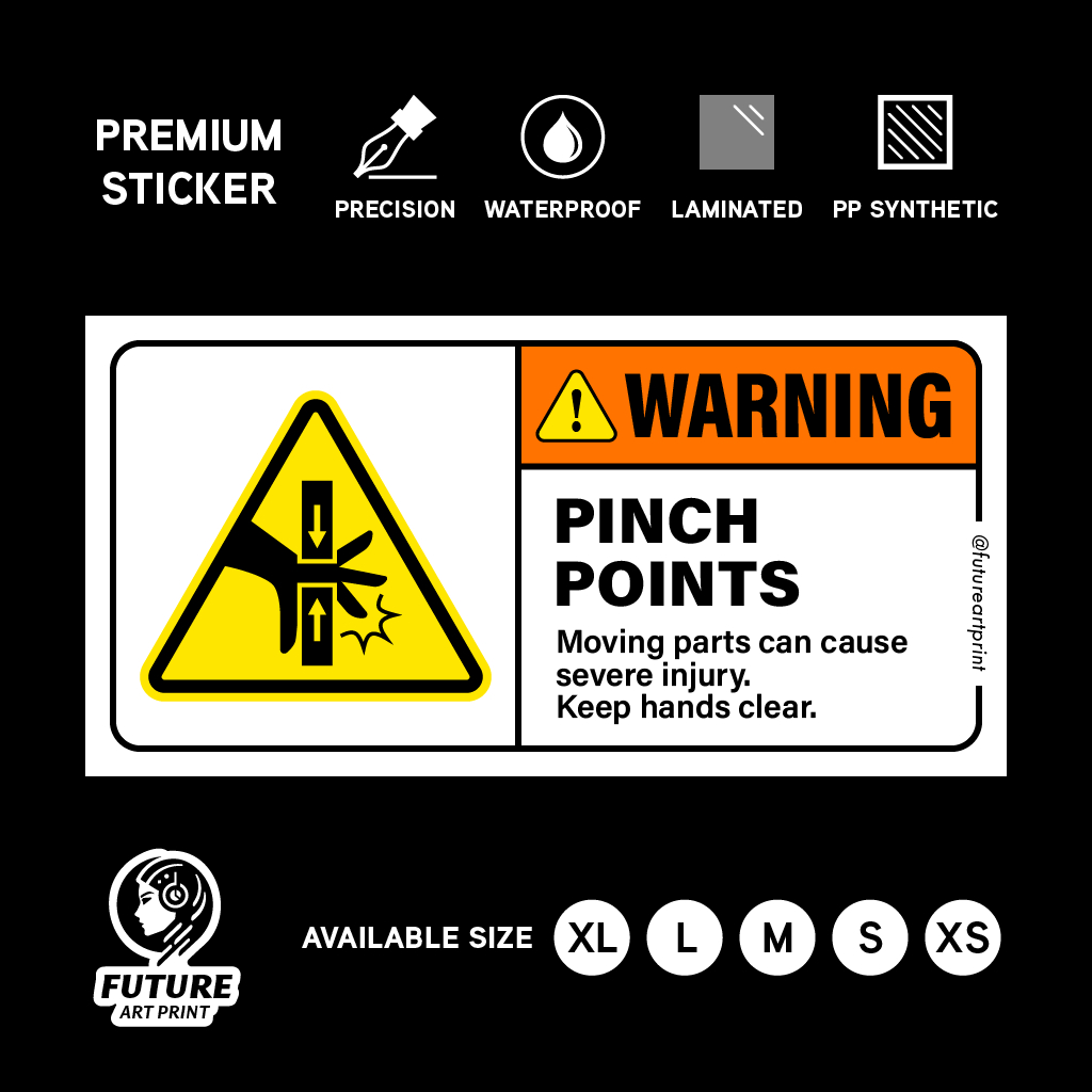 Pinch Points. Safety Sticker. Warning Caution Danger Sign Label Hazard ...
