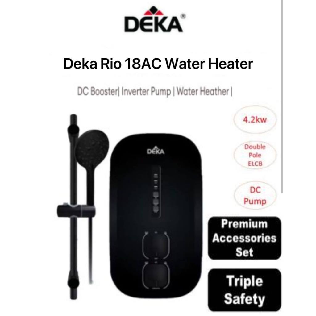 DEKA Innovate The Future Rio 28DC Pump Rain Shower Accessories Matt Black / Matt White Premium ...