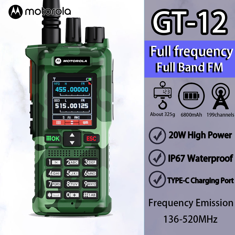Motorola Walkie Talkie 50KM GT12 professional 20W high power 6800mAh ...